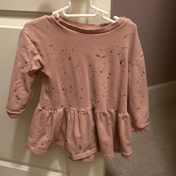 yellow stub | Shirts & Tops | Blush Paint Splatter Sweater With Ruffle ...